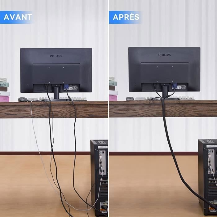 AGPTEK 6,1 m Manchon de Câble, 13-23mm Gaine Câble à Fermeture ...