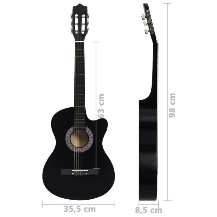 Chez WU Guitare acoustique pan coupé western 6 cordes Noir 38' 60299 ...