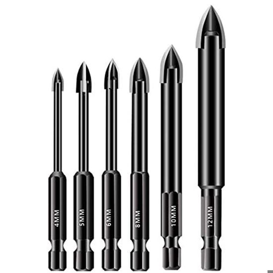 6Pcs Verre Mèche Set 4/5/6/8 / Carbide Tipped Carreau De Semis 10 ...