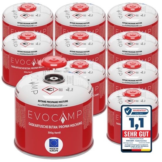 EVOCAMP 10X cartouches de gaz propane butane 300g, valve à vis avec ...