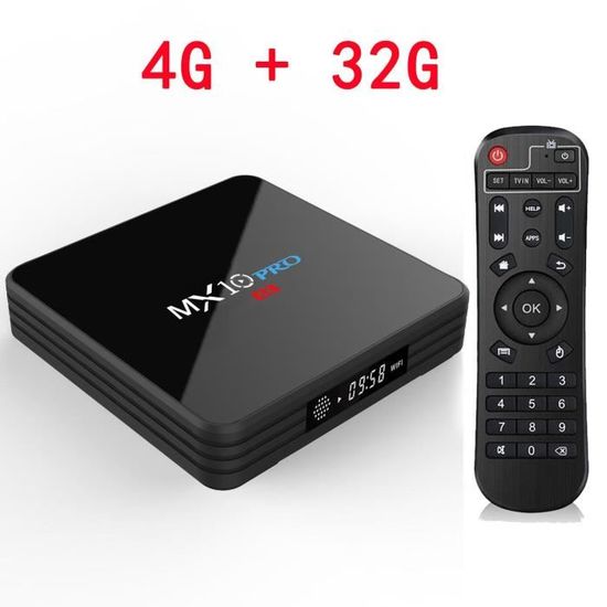 Ue Plug - Box TV 4G 32G - Boîtier Smart TV MX10 Pro, Android 9.0, Quad Core,4K-HDR, lecteur ...