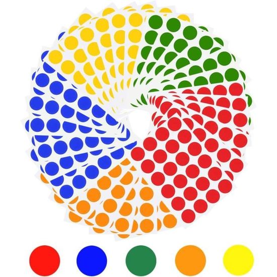 AJW-19mm Gommettes Autocollantes Rondes Couleur Codage Étiquettes ...