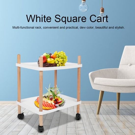 Chariot de table d'appoint carré blanc multifonction chariot de service ...