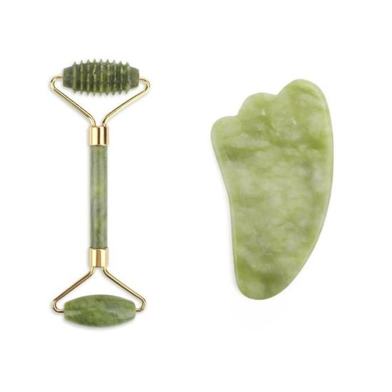 Appareil Massage Manuel Rouleau Gua Sha Pour Le Visage Quartz Rose Jade