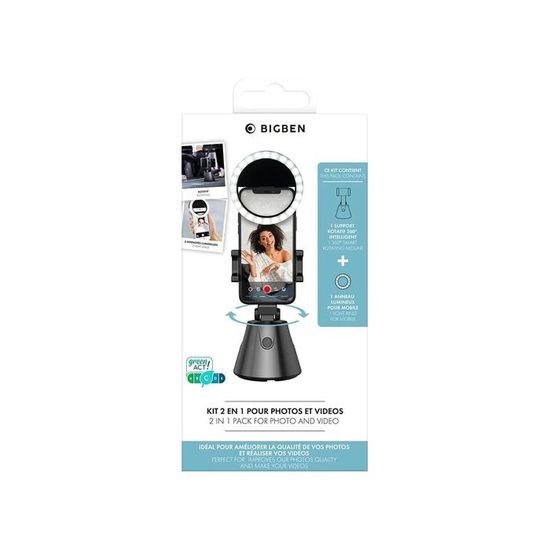 Kit Vlogging - Bigben - Support Rotatif 360° - Détecteur de Mouvement ...