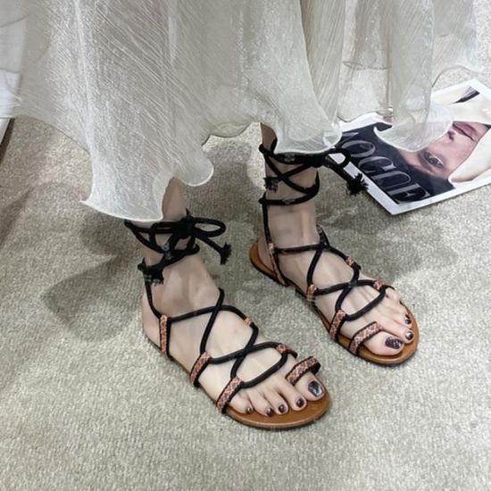 Sandales plates - plates simples à bout ouvert pour style - FR08HC ...