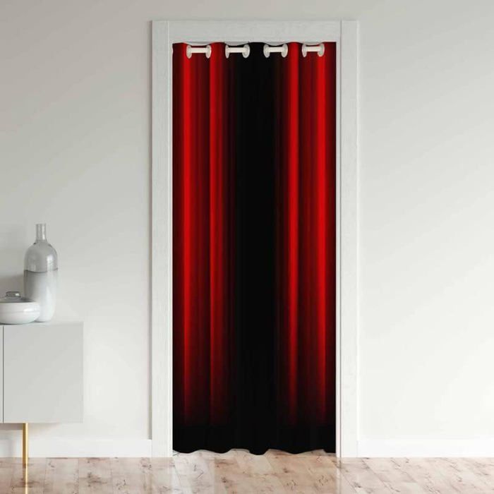 Rideau De Porte 132X203Cm Rouge Et Noir Abstract Ombre Rideaux ...