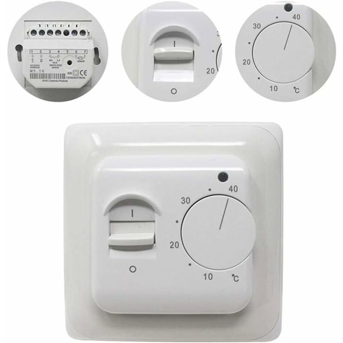 Thermostat plancher chauffant mécanique AC 220V 16A, sonde incluse (A ...