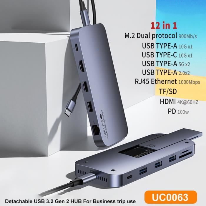 UC0063 - Hub USB 3.2 GEN2 10G pour MacBook Pro M1 avec boîtier de ...