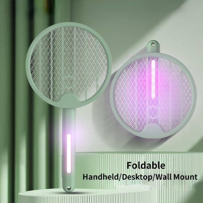 Raquette anti-mouches électrique pliable,avec lumière UV,lampe LED Rechargeable par USB,piège à ...