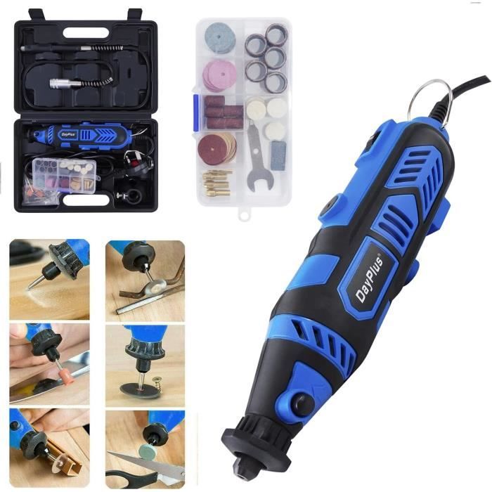 Mini Ponceuse 135 W - Kit D'Outils Rotatifs - 32000 Tr-Min - 6 Outils ...