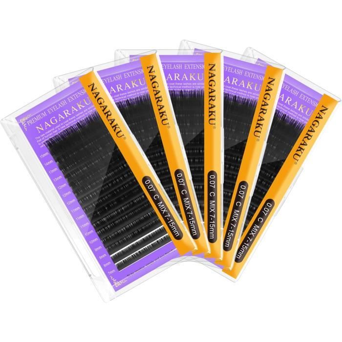 5 Boîtes Extension de Cils à Cils Individuel Volume Faux Cils ...