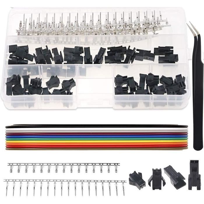 2.5mm JST SM 2 Pin Connecteur Mâle et Femelle Plug Logement Connecteur Kit2 Broches Black ...