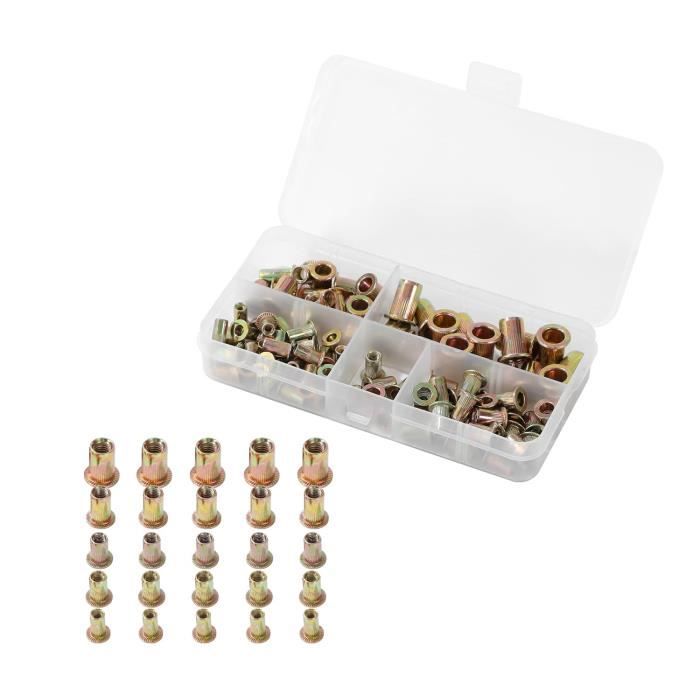 Écrou à Rivet Fileté en Acier Zingué à Tête Plate 120 Pièces M3 M4 M5 ...