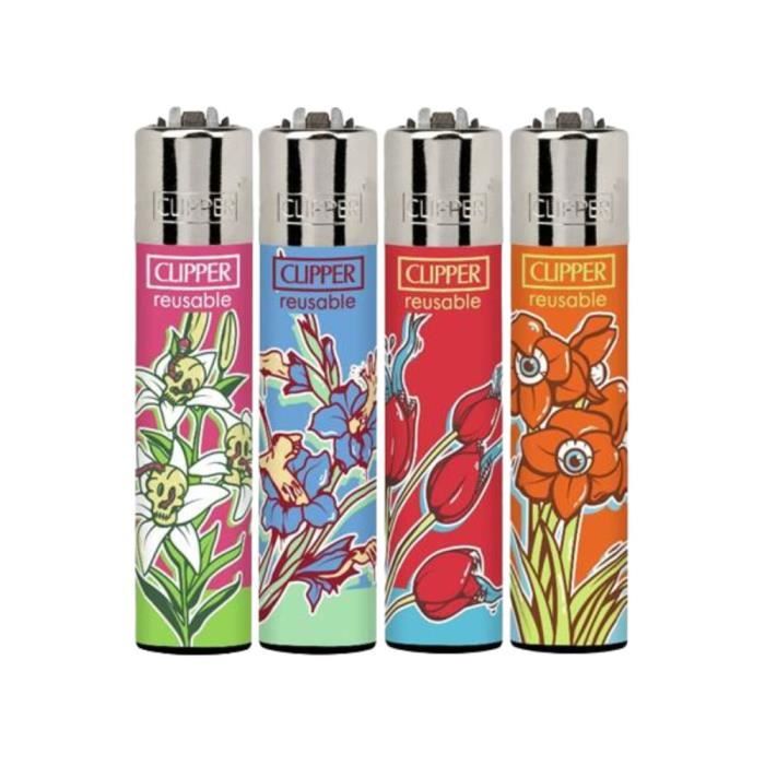TABAC DU BASSIGNY - Lot de 4 Briquets Clipper – Mutant Flowers - 30818 ...