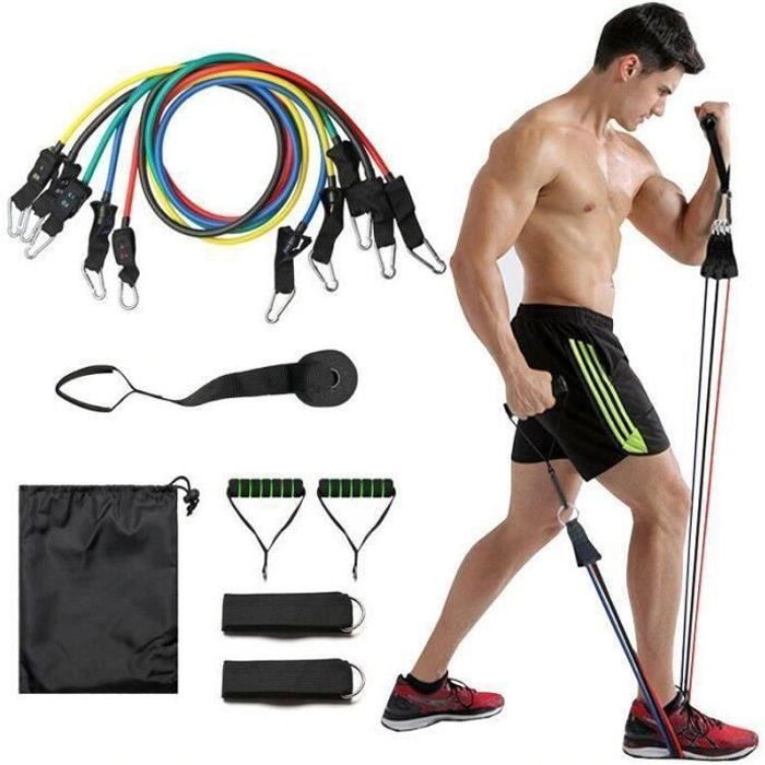 Bande de Resistance Set Bandes de Fitness Elastiques Kit avec Poignees Ancre de Porte Sangles Pied pour Fitness Pilates Yoga Gym
