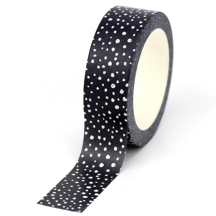 Ruban adhésif - Kawaii - Washi noir à points blancs - Multi-usages ...