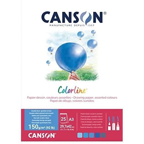 CANSON COLORLINE, PAPIER DESSIN COULEUR, DOUBLE FACE : GRAINÉE ET LISS ...