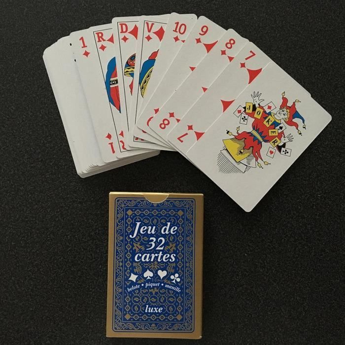 1 Jeu De 32 Cartes : Poker, Belote, Piquet, Manille, Coinche, Bataille ...
