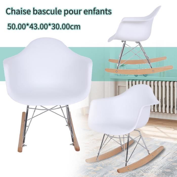 Fauteuil à Bascule Rocking Chair hauteur 48cm Pieds Bois Clair Assise ...