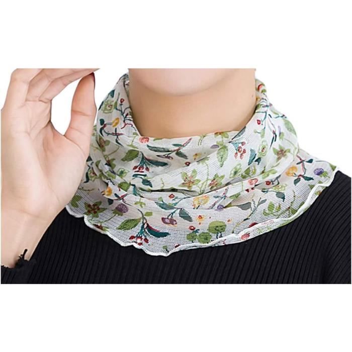 Femme 100% Soie De Mûrier Tour De Cou Faux Col Foulard Écharpe De Cou ...