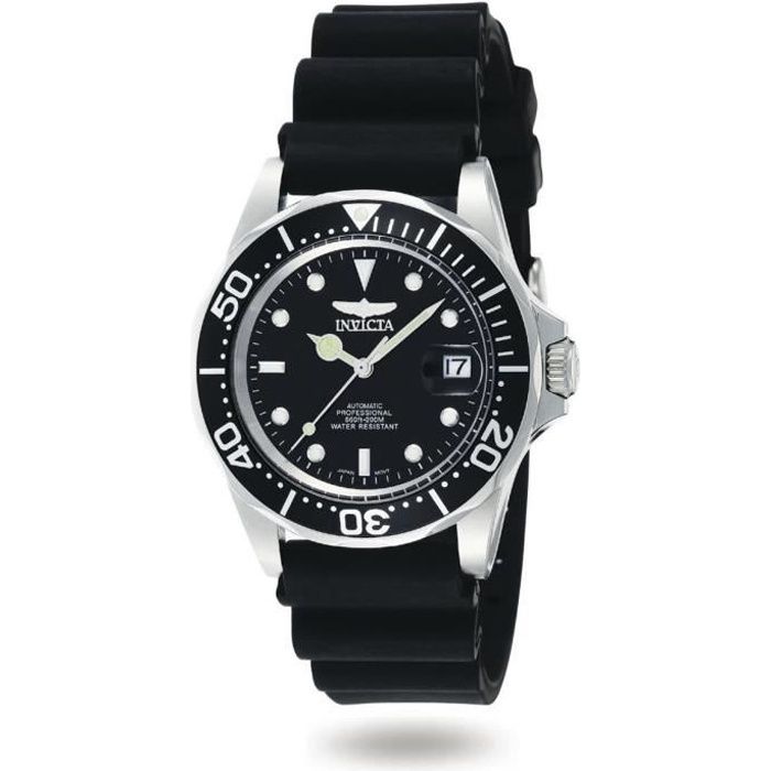 INVICTA PRO DIVER HOMME 40MM BRACELET CAOUTCHOUC NOIR AUTOMATIQUE ...