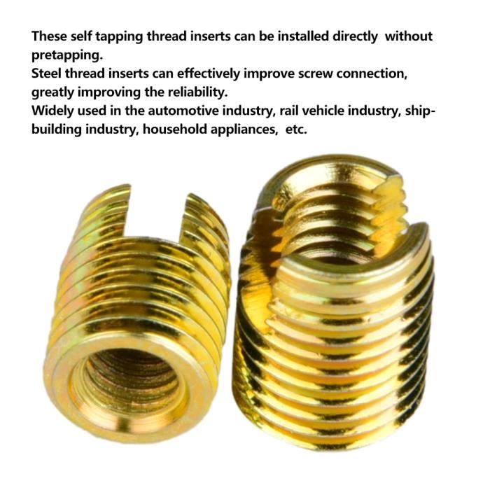 Insert de réparation de filetage 60pcs Accessoires d'Inserts Filetés à Vis Auto-Taraudeurs 302 ...