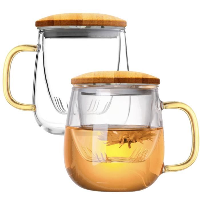 Set de 2 mugs avec infuseur et couvercle en bambou, Quasar & Co.®, 2 x ...