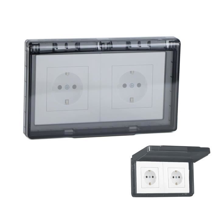 Cache Interrupteur Prise - Etanche Pour Double Prise, Type 86 Flip ...