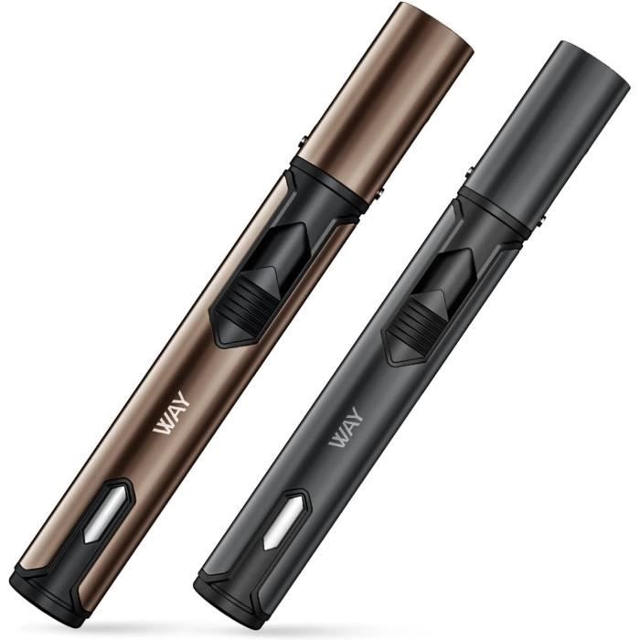 VVAY 2Pcs Briquet Tempête Chalumeau Long Gaz Rechargeable pour Bougies, Cuisine, Camping ...