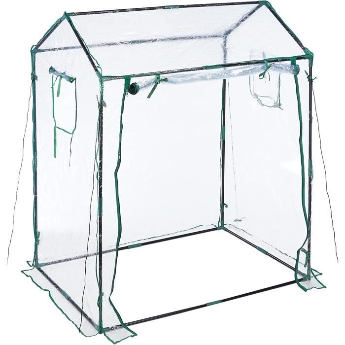 Serre de Jardin avec bâche en PVC, Porte et fenêtres enroulables, HxLxP ...