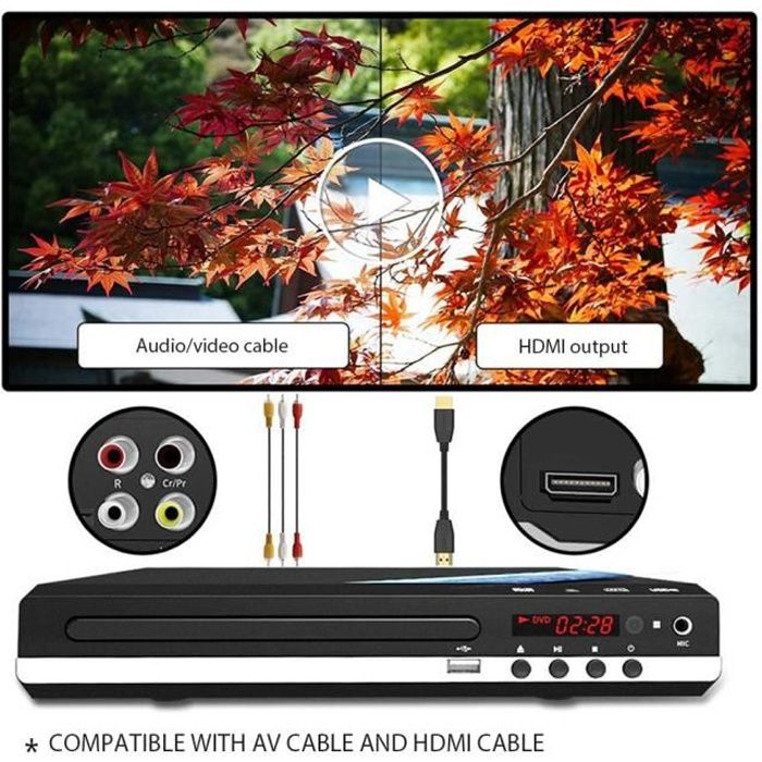 Lecteur DVD domestique 1080P avec câble HDMI pour téléviseur Lecteur ...