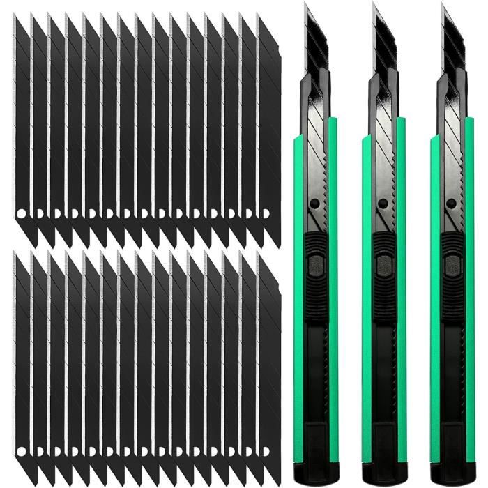 Cutter - TRAHOO - 3 Cutter À Lames 9Mm - Blocage De La Lame - 30 Lames ...