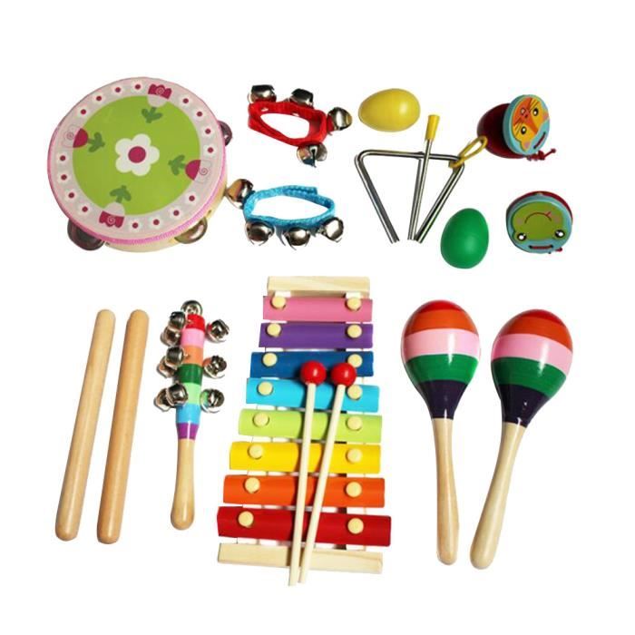 14 Pc Enfants Percussion Instrument Set Musical En bois Apprentissage ...