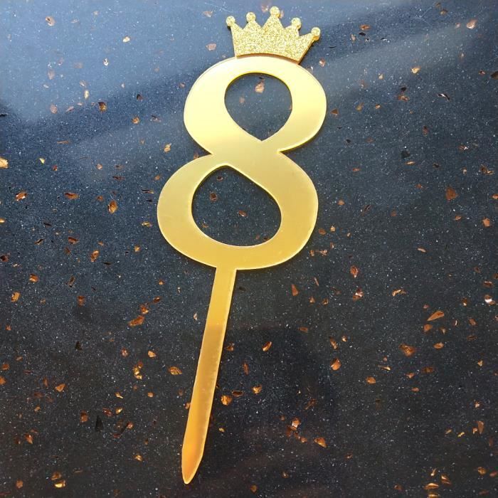 FIGURINE DECOR DE GATEAU,Gold 8--Décoration de gâteau numérique avec ...