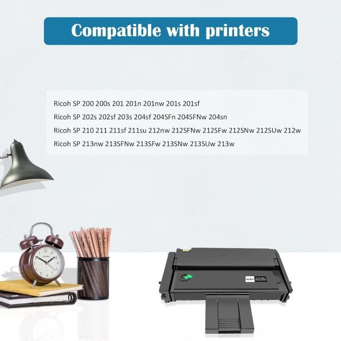 Compatible Toner Cartouche pour Ricoh SP 200 201 202 203 204 210 211 211 212 213 s n w nw SN SNW ...