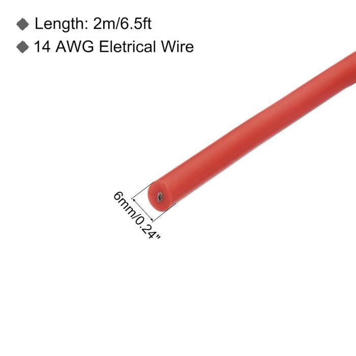 Fil Électrique Flexible En Silicone 14 Awg De Calibre 14-Rouge-2 M-Pour Audio De Voiture,Câblage ...