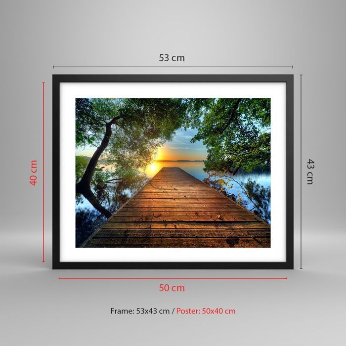 ARTTOR Affiche 50x40 cm pont lac Moderne Poster Cadre Noir Tableau ...