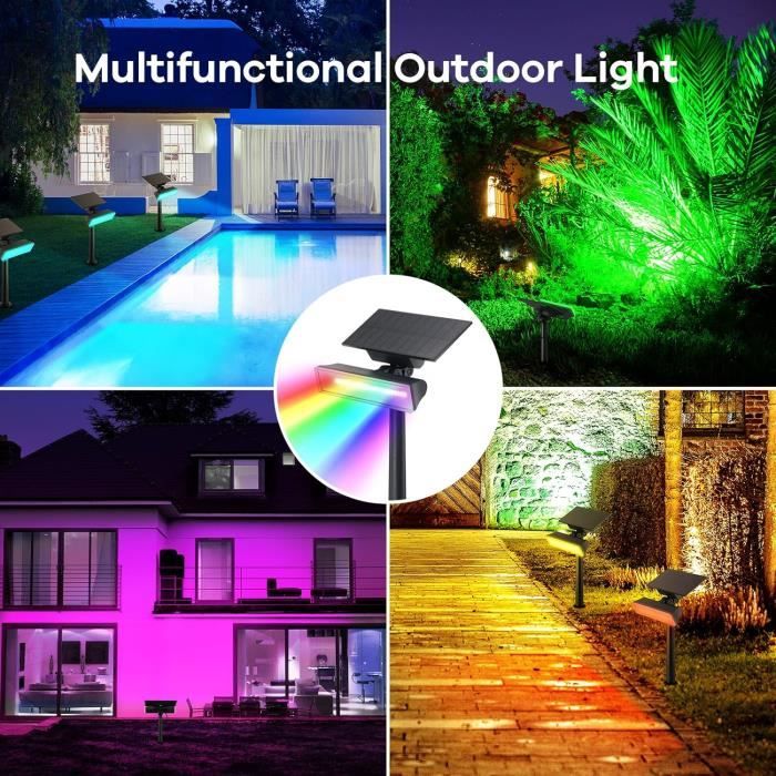 Spot Solaire Extérieur Multicolore, 54 Leds Lampe Solaire Puissante, Eclairage Solaire Etanche ...