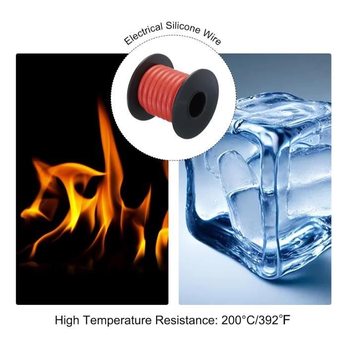 Fil Électrique Flexible En Silicone 14 Awg De Calibre 14-Rouge-2 M-Pour Audio De Voiture,Câblage ...