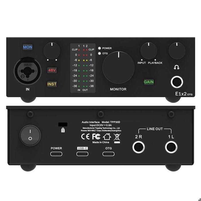 Topping E1x2 OTG professionnel, interface audio professionnelle avec ...