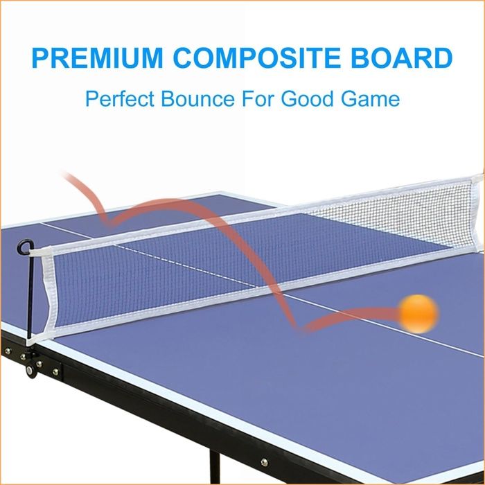 Table de ping-pong pliable int/ext - Surface bleue anti-reflet - Kit ...
