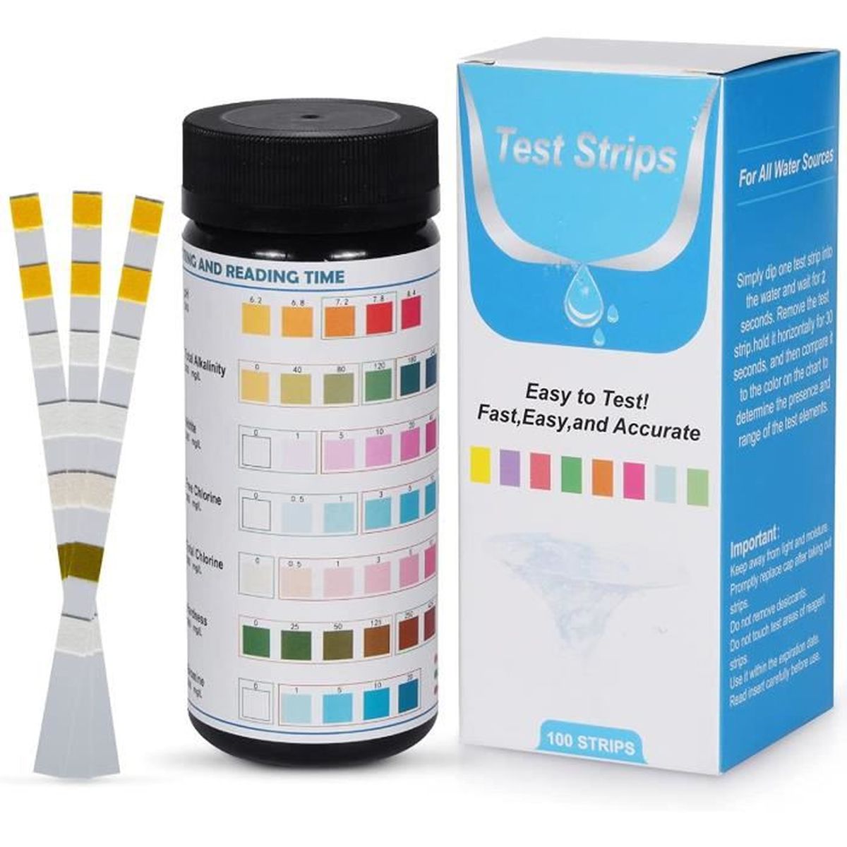 Bandelettes de Test pour Piscine, 7 en 1 Testeur Bandelette Piscine ...