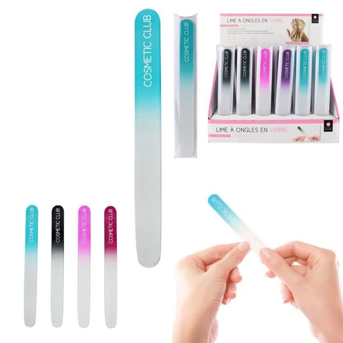 1 Lime à Ongles en Verre Double face Lavable Inusable 19,5 cm Couleur ...