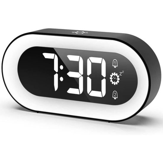APKYO Réveil numérique avec veilleuse, réveil musical LED, double ...