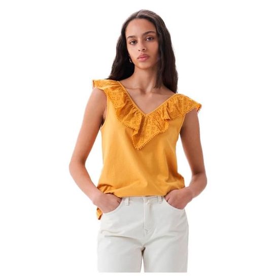 Salsa Top à Encolure en V avec Volant en Broderie Anglaise - Cdiscount ...
