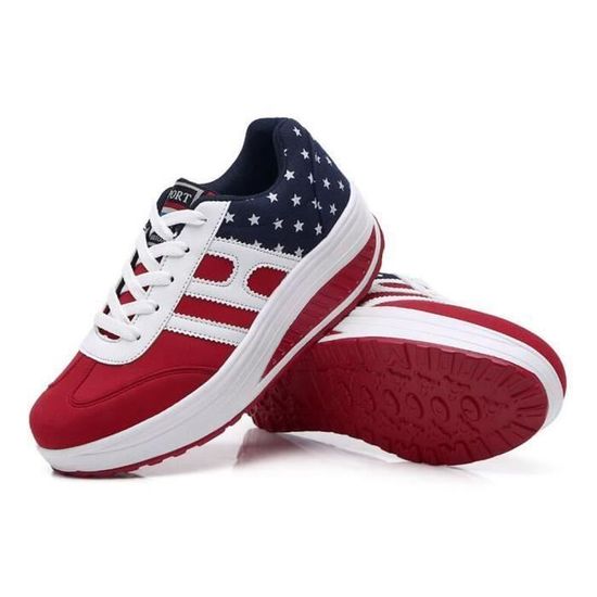 Chaussure Basket Femme Rouge Nouveau Mode Feminine Casual Chaussures ...
