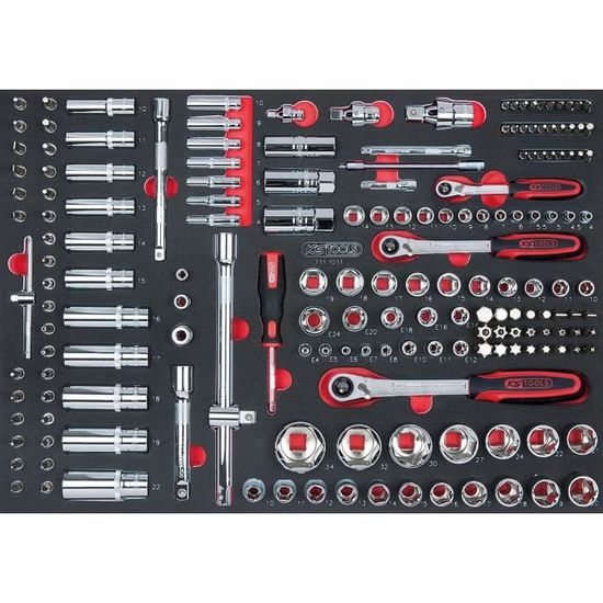 KS TOOLS - 711.1011 - Module de douilles et accessoires 1-4'' - 3-8'' - 1-2'', 175 pièces ...