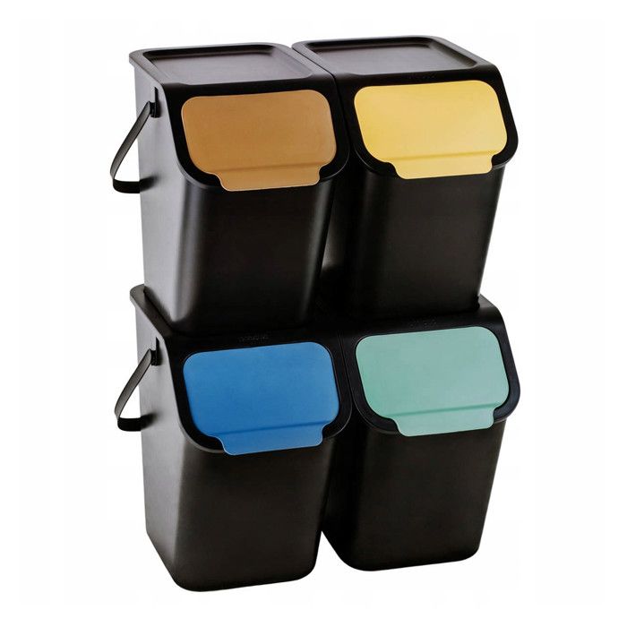 Kit de poubelles Practic, conteneurs pour la ségrégation, 4x25l, noir ...
