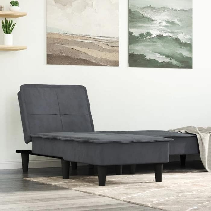 Meridienne salon-Chaise longue gris foncé velours - Fauteuil relax ...